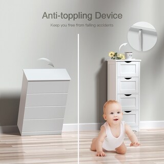 Free Standing Bathroom Cabinet Wooden Side Storage Cabinet, White Oak ...