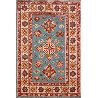 Light Blue Kazak Foyer Rug Handmade Traditional Accent Wool Carpet - 2 ...