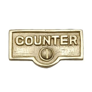 Lacquered Brass COUNTER Name Signs Labels Switch Plate Tags Renovators ...