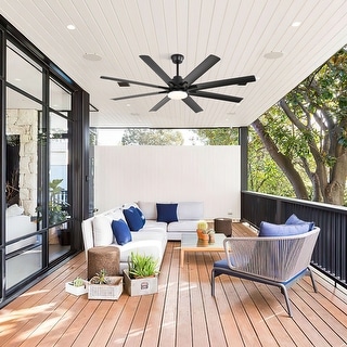 66" Matte Black Ceiling Fan with Dimmable LED Light, Smart Control 8 ...