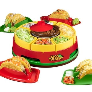 NOSTALGIA Taco Tuesday Taco Bar with Warming Pot 6 Compartments & 4 Ta ...