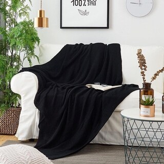 50" x 60" Throw Blanket Cotton Cable Knit Black - Bed Bath & Beyond ...