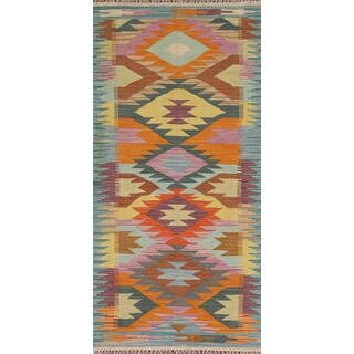 Southwestern Multicolor Kilim Runner Rug Flatweave Wool Carpet - 2'2"x ...