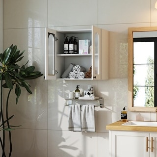 Wall Cabinet,Arched Glass door Display Wall Mounted Cabinet, Floating ...