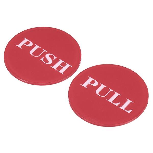 8Pcs Push Pull Door Sign Adhesive Round Acrylic Wall Sticker Marker Red ...
