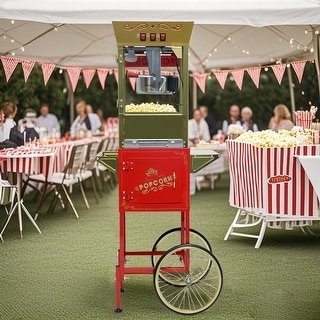 12 oz Vintage Popcorn Cart , Stainless Steel for Party, Movie Theater ...