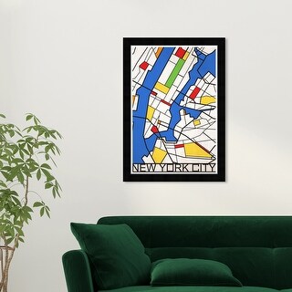 Wynwood Studio 'New York Solid Color Map' Maps and Flags Blue Wall Art ...
