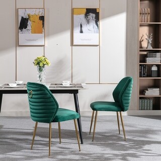 Modern Green Dining Chair Set of 2, Velvet Upholstered Dining Table ...