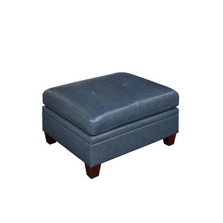 Living Room Genuine Leather Ottoman Tufted Cushion Back Seat Soft ...
