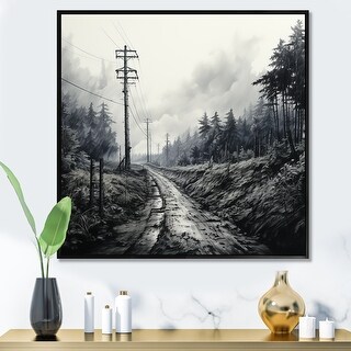 Designart "Analytic Drawing Of A Power Lines I" Power Lines Framed ...