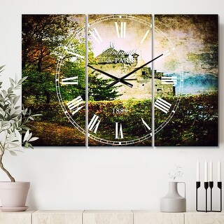 Designart 'Chillion Castle' Cottage 3 Panels Oversized Wall CLock - 36 ...
