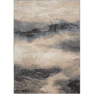 Distressed Abstract Ivory/Brown Contemporary Modern Rug - On Sale - Bed ...