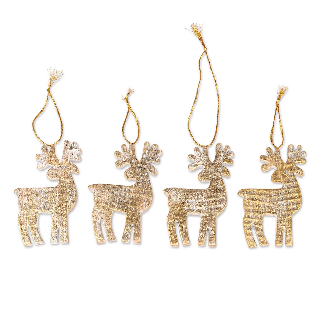 Novica Handmade Tree Jingle Wood Ornaments (Set Of 4) - 3" H x 2.4" W x ...