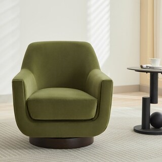 Lounge Reading Chair Swivel Armchair Round Chassis Sofa Chair, Green ...