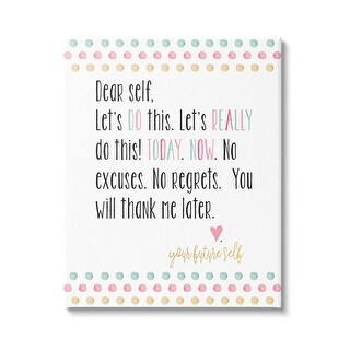 Stupell Dear Self Motivational Phrase Canvas Wall Art, Design by Alli ...