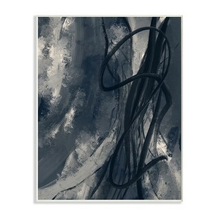 Stupell Expressive Shades of Blue Abstract Linear Design Wood Wall Art ...