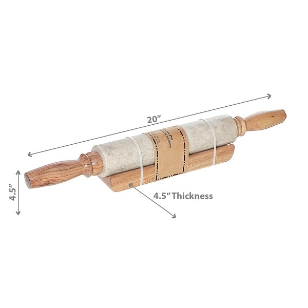 Stone Marble & Wooden Handle Rolling Pin With Wooden Base - Bed Bath ...