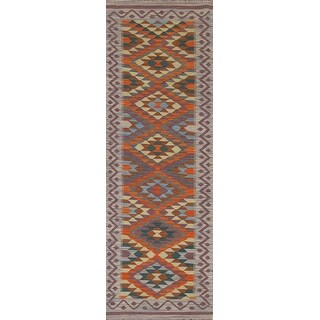 Geometric Kilim Multi-Color Runner Rug Flatweave Hallway Wool Carpet ...