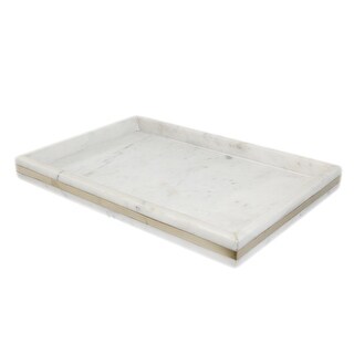 X-Lg. White Marble Tank Tray w/ Brass Inlay 18"x12" - Bed Bath & Beyond ...