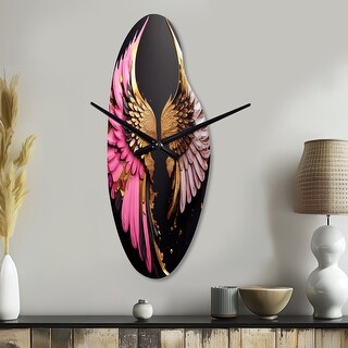 Designart - Pink, Gold And Black Angel Wings III - Wings Angel Wall ...