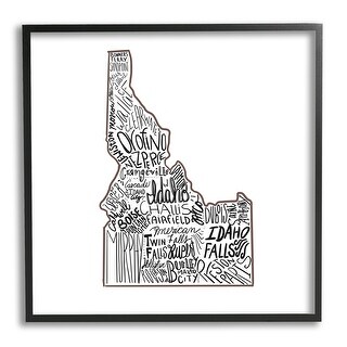 Stupell Idaho State Shape Typography Cities Framed Giclee Texturized ...