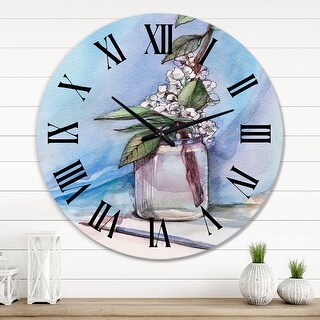 Designart 'Cherry Blossom In Glass Jar' Farmhouse wall clock - Bed Bath ...