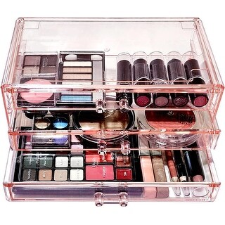 3-Piece Set Pink Acrylic Drawer Storage Organizer - S - Bed Bath ...