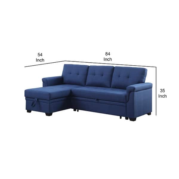 84 Inch Reversible Tufted Sectional Sleeper Sofa with Chaise Lounger ...