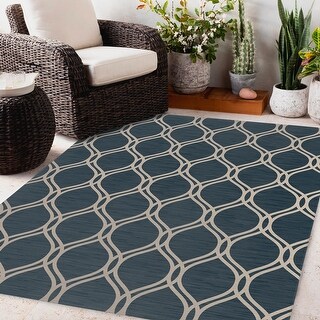 DOUBLE NAVY Outdoor Rug By Kavka Designs - Bed Bath & Beyond - 34348775