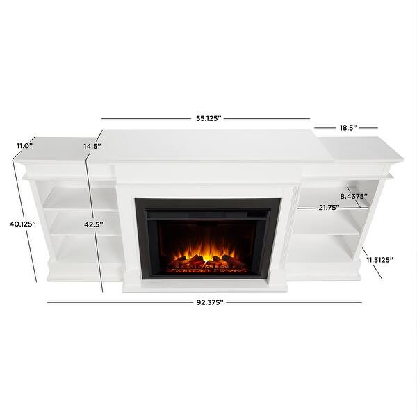 Ashton 93" Grand Media Electric Fireplace in White by Real Flame - Bed ...