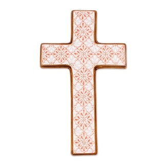 Novica Handmade Faith In Coral Ceramic Wall Cross - Bed Bath & Beyond ...