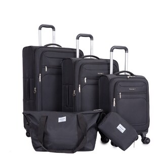 Durable 5-Piece Softshell Luggage Set with Dual Spinner Wheels ...
