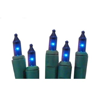 20 Battery Operated Blue LED Mini Christmas Lights - 9.8 ft Green Wire ...