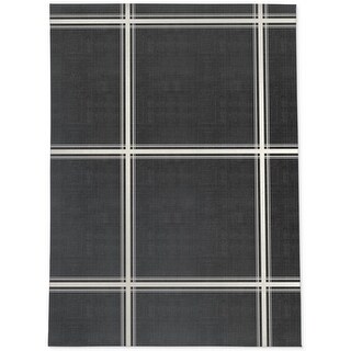 MINIMAL GINGHAM & PLAID CHARCOAL Outdoor Rug by, Becky Bailey - Bed ...