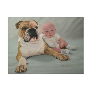 Steve Crockett 'Portrait Of Xander & Bentley The Dog' Canvas Art - Bed ...