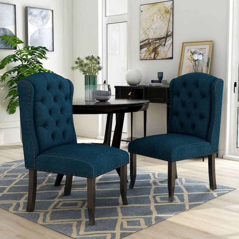 Tays Tufted Linen Wingback Dining Chairs (Set of 2) by Furniture of ...
