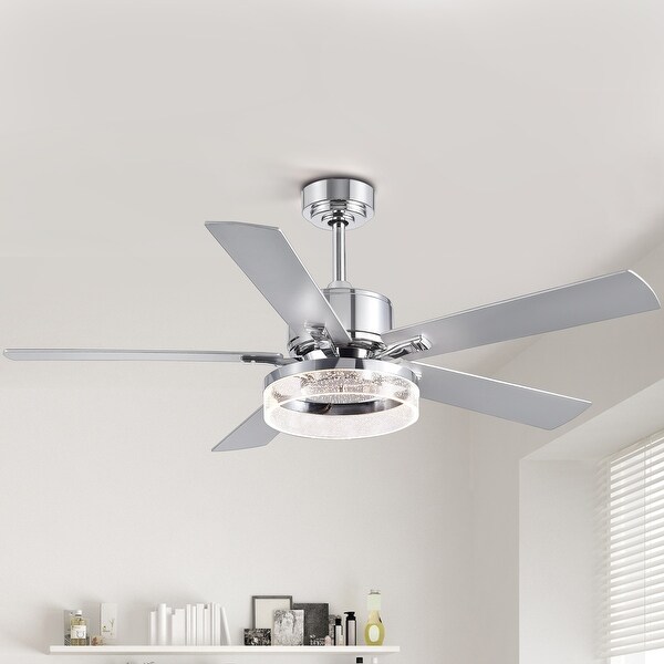 Silver Orchid Wilson Chrome 52-Inch 5-Blade Lighted Ceiling Fan w ...