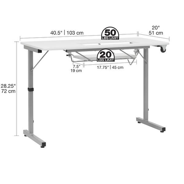 Sew Ready Rollaway II Sewing Table Silver/White Portable Folding ...