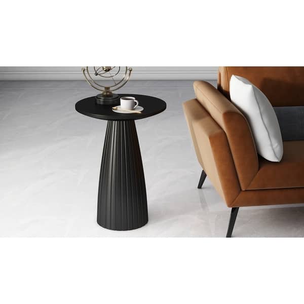 Round Wood Pedestal Side Table Modern Black End Table - On Sale - Bed Bath & Beyond - 39893720