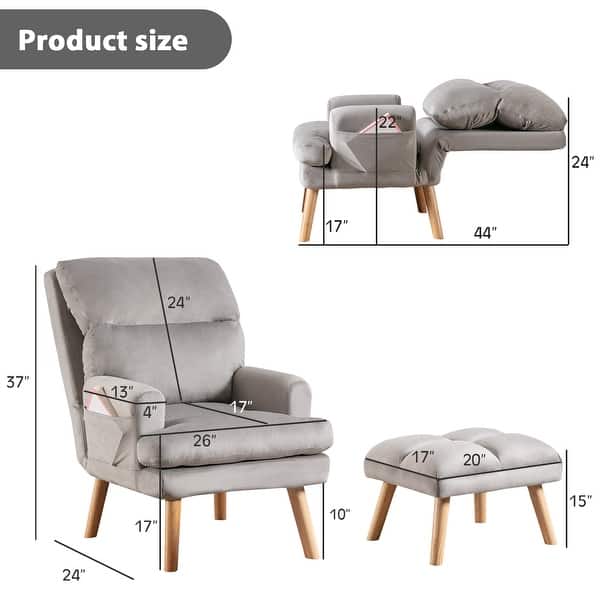 Soft Fabric Casual Living Room Armchair With Adjustable Backrest And ...