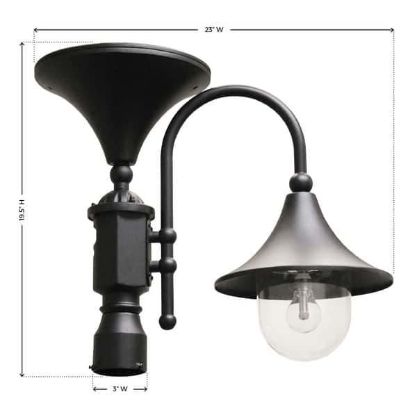 Everest Black Modern Solar LED Post Light w/ 3' Fitter (Head Only ...