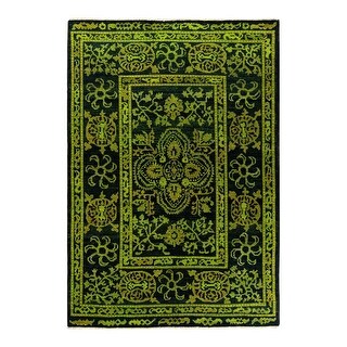 Overdyed, One-of-a-Kind Hand-Knotted Area Rug - Black - 6' 4" x 9' 1 ...