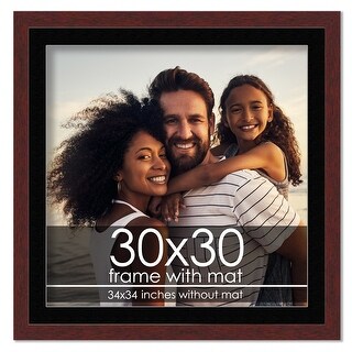 30x30 Frame with Mat - Brown 34x34 Frame Wood Made to Display Print or ...