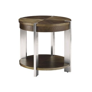 Motala 24-inch Diameter Circular Accent Side Table with Steel Base ...