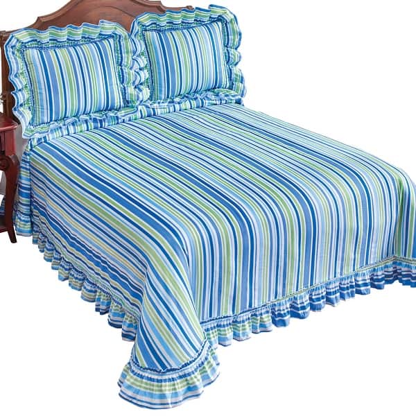 Classic Vertical Striped Design Plisse Bedspread - Bed Bath & Beyond ...