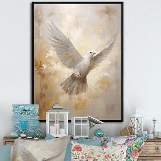 Designart "Tranquil Dove Harmony" Dove Framed Canvas Prints - Bed Bath ...