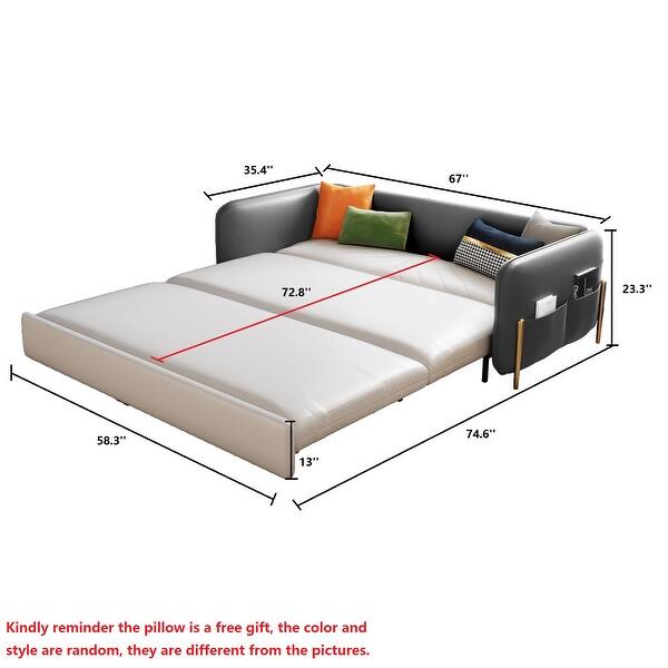 JASIWAY 67 in. Width Modern Pull Out Queen Size Sofa Bed - Bed Bath ...