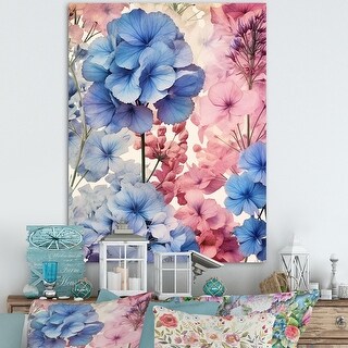 Designart "Blue And Pink Geranium Collage Expression" Geraniums Wall ...