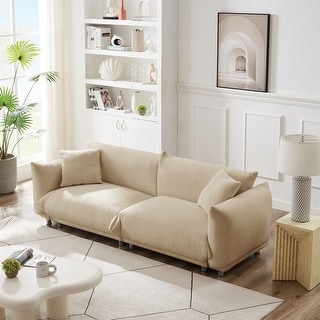 Velvet Bread-shape Loveseat Sofa Lounge Sleeper Loveseat, khaki - Bed ...