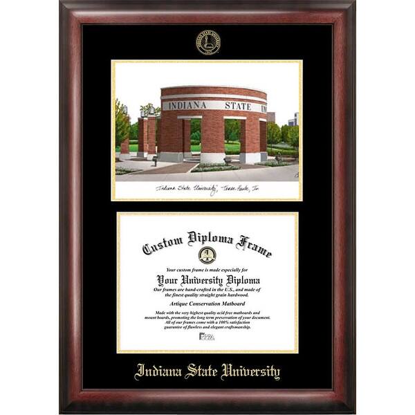 Indiana State 11w x 8.5h Gold Embossed Diploma Frame with Campus Images ...